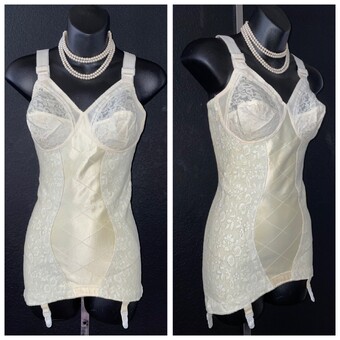 Vintage 1970's Playtex Satin Panel Body Shaper Girdle OB w/ Garters 36B ...