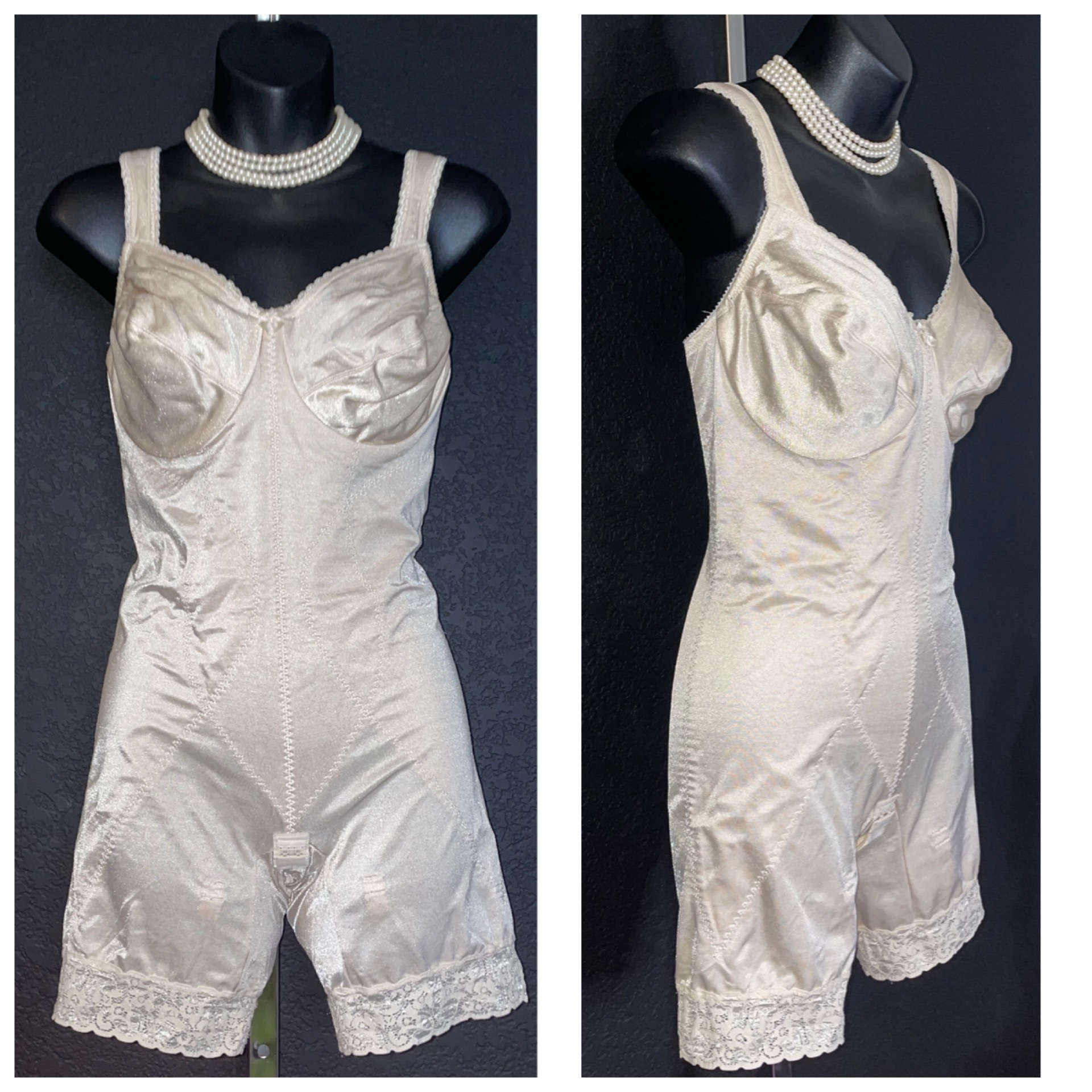 Vintage 1970-80's FLEXEES Satiny Beige Split Crotch Body Shaper Girdle ...