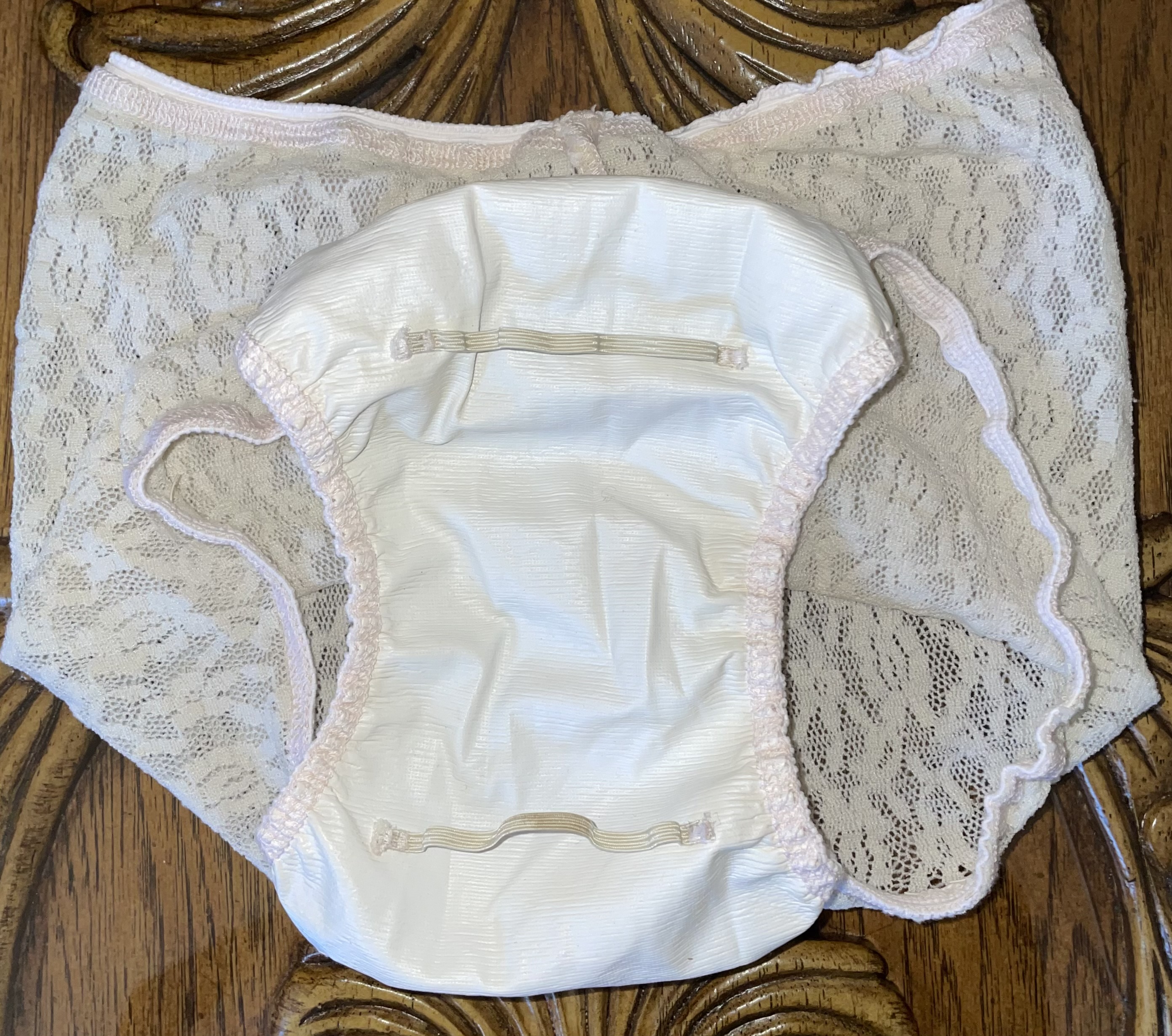 Vintage Rear Seam 1970's MODESS Lace Sanitary Panties w/ Plastic Lined ...