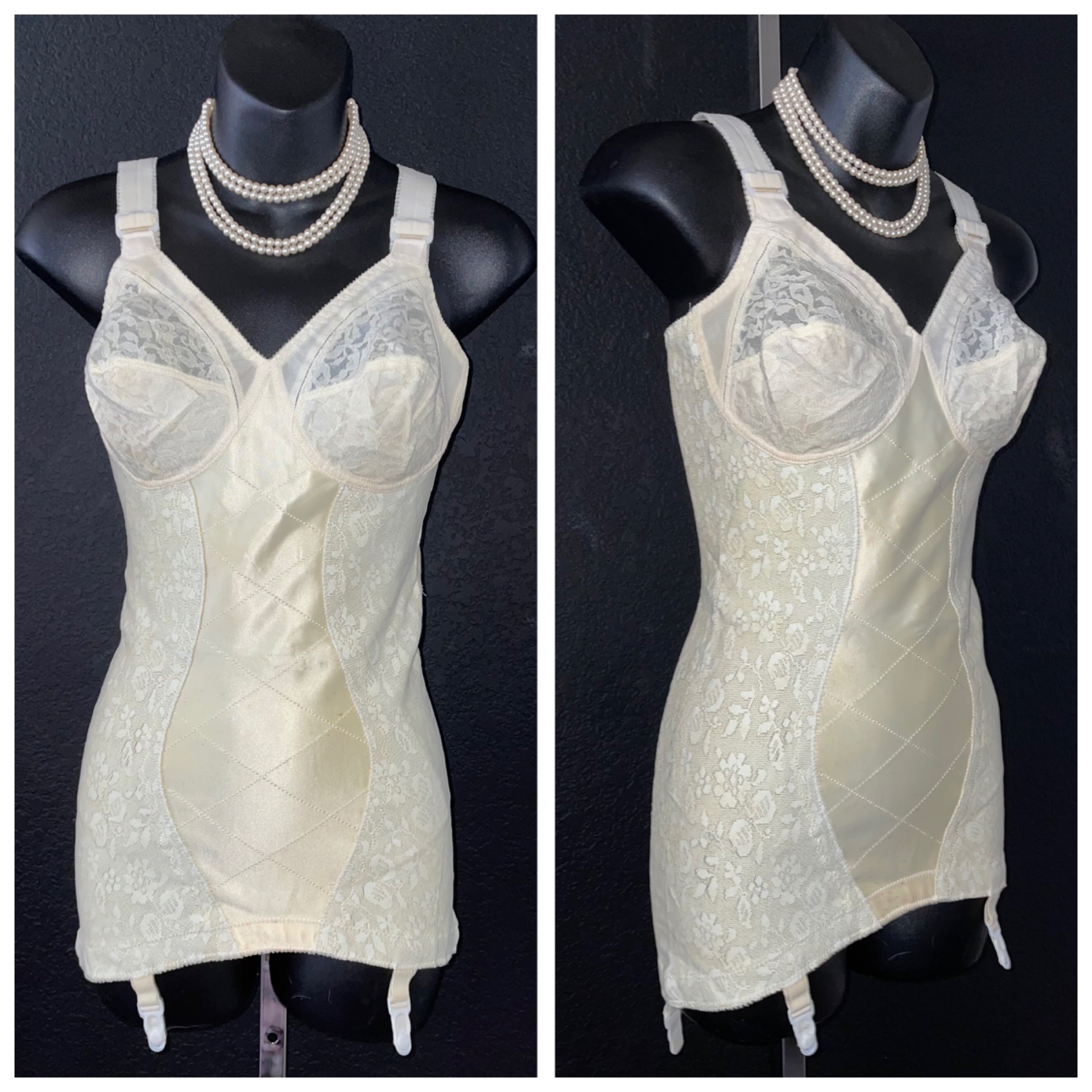 Vintage 1970's Playtex Satin Panel Body Shaper Girdle OB w/ Garters 36B ...